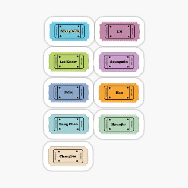 "Stray Kids members ticket" Sticker by Resueno | Redbubble