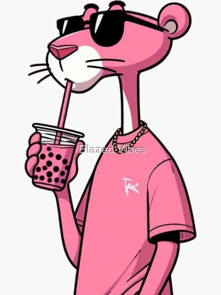 "Cute Pink Panther " Sticker for Sale by Blazed Vibes | Redbubble