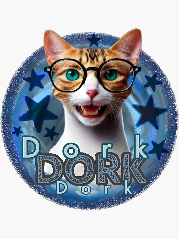"Dorky Kitty Star | Funny Nerd Cat With Glasses Graphic " Sticker for ...