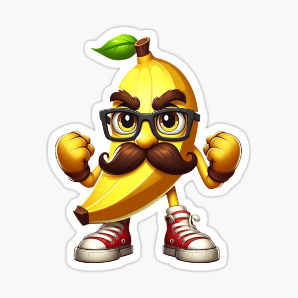 "Peely New imagination with moustaches " Sticker for Sale by Meemaart ...