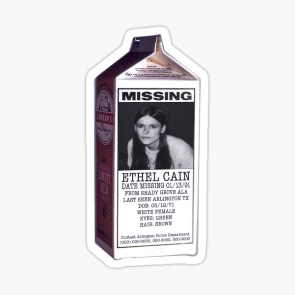 "Ethel Cain Milk Carton" Sticker for Sale by hrtbrkncowboy | Redbubble