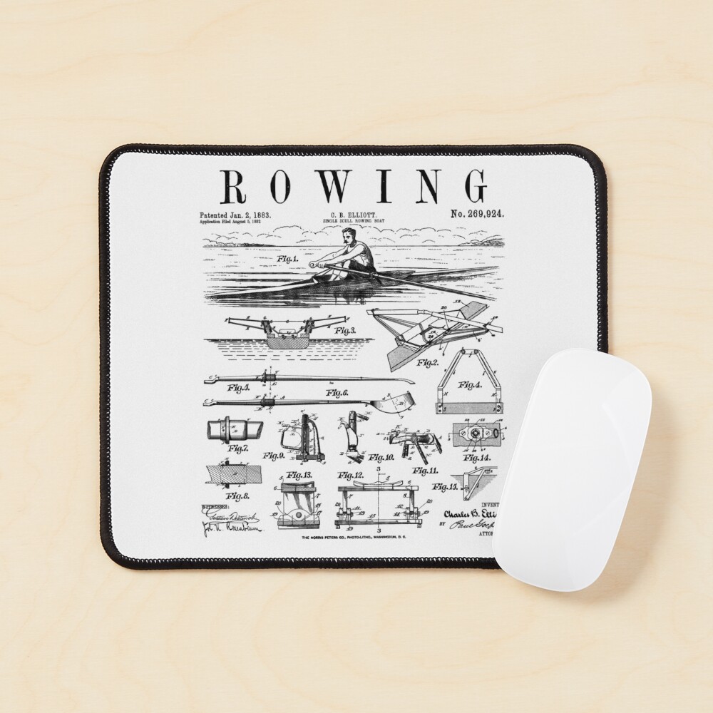 "Rowing Sport Rower Sculling Single Scull Boat Vintage Patent" Sticker ...
