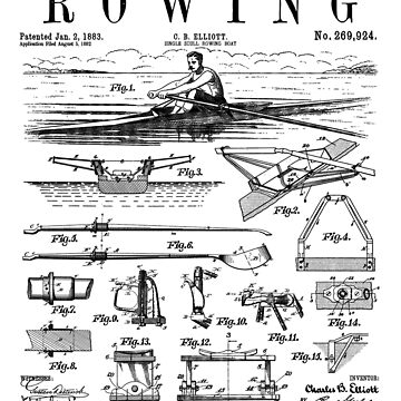 "Rowing Sport Rower Sculling Single Scull Boat Vintage Patent" Sticker ...