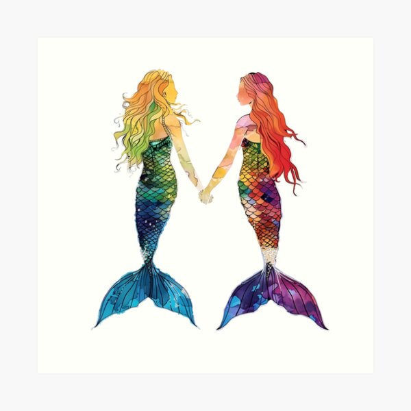 "cute mermaids LGBTQ WLW Lesbian Pride Queer " Art Print for Sale by ...