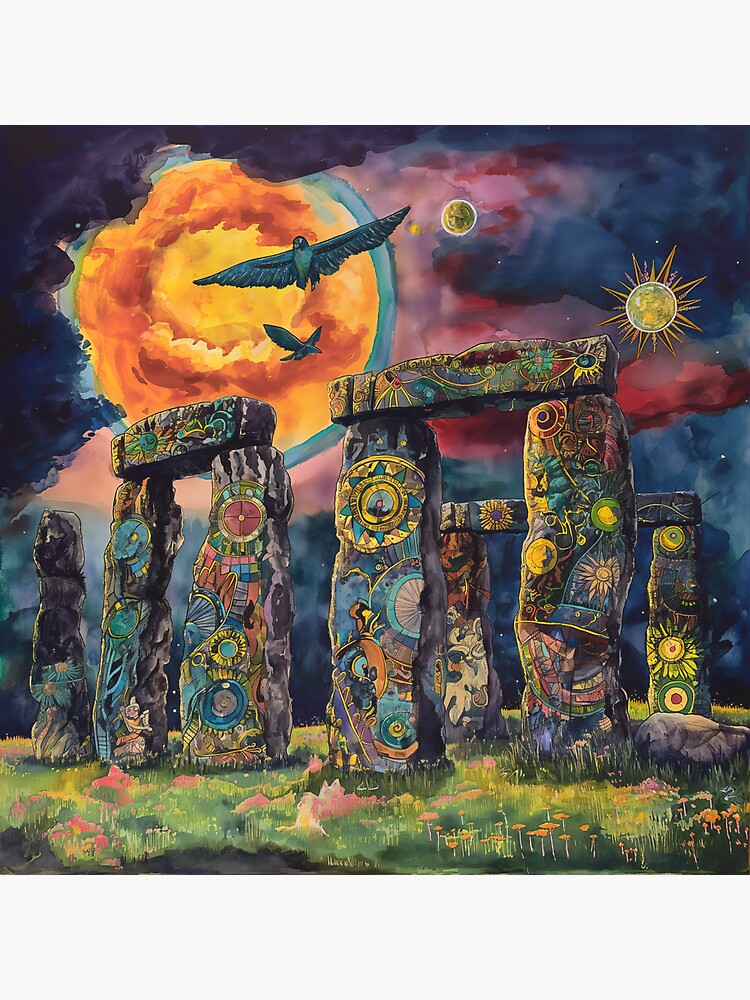 "Solarpunk Stonehenge with Markings from Celtic Gods" Sticker for Sale ...
