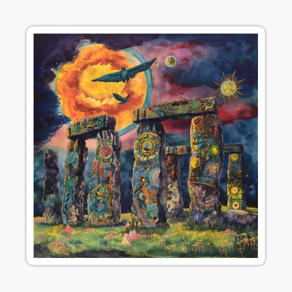 "Solarpunk Stonehenge with Markings from Celtic Gods" Sticker for Sale ...