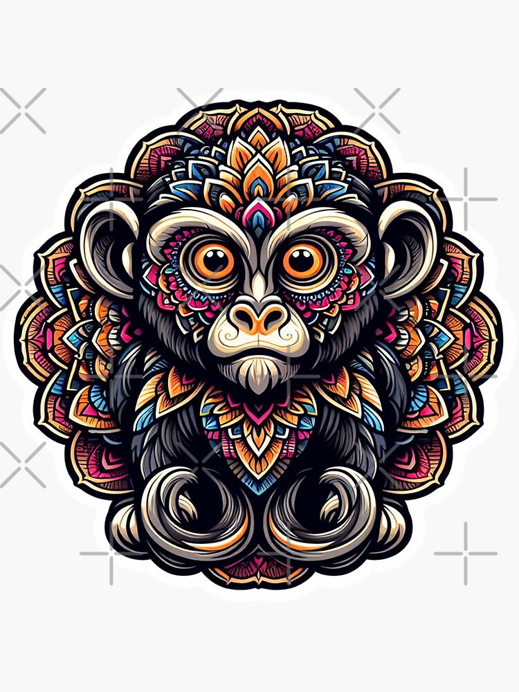 "Monkey Mandala Lunar Sign " Sticker for Sale by Liscar95 | Redbubble