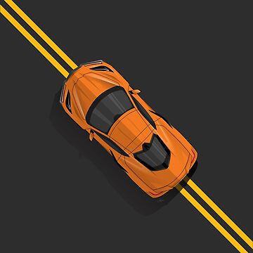 "Chevy Corvette C8 Orange Top Down Illustration" Sticker for Sale by ...