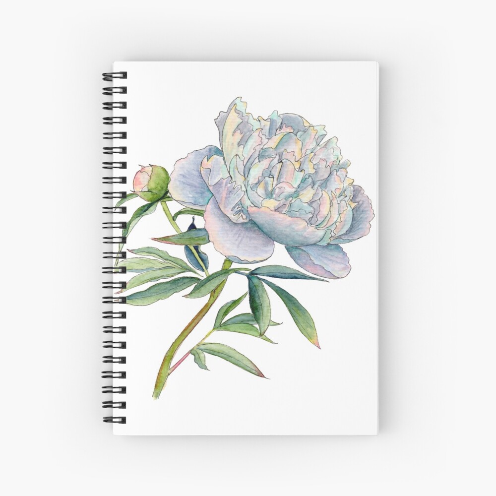 "Peony in watercolor and ink by farrahdelle" Spiral Notebook for Sale ...