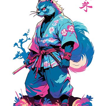 "Tanuki Yokai Vaporwave Aesthetic Samurai Art" Sticker by LuminOrb ...