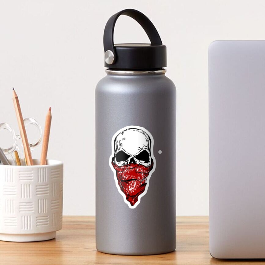 "Badass Gang Skull With Red Bandana" Sticker for Sale by PrintPress ...