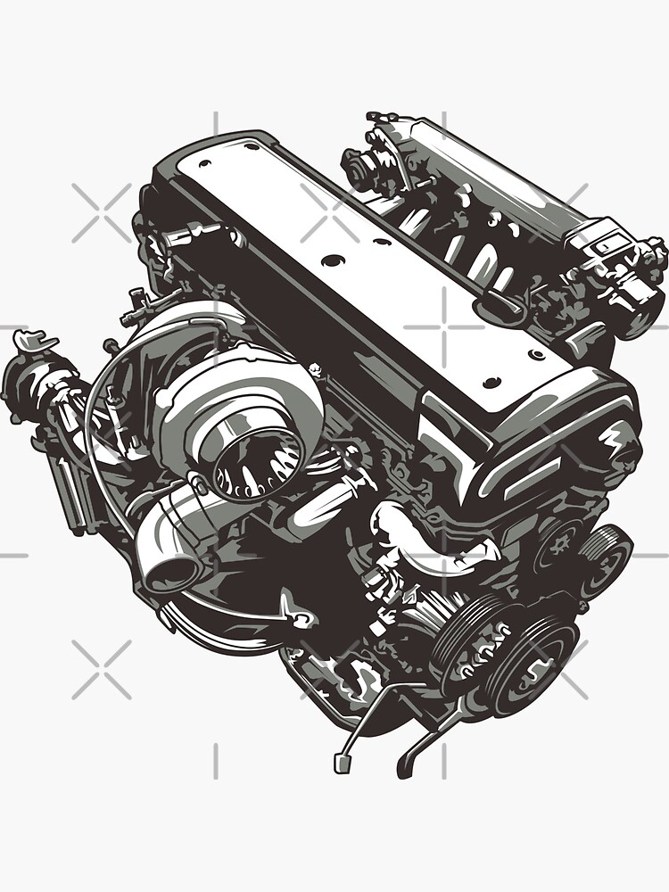 "Toyota 1JZ GTE Engine" Sticker for Sale by RACING FACTORY | Redbubble