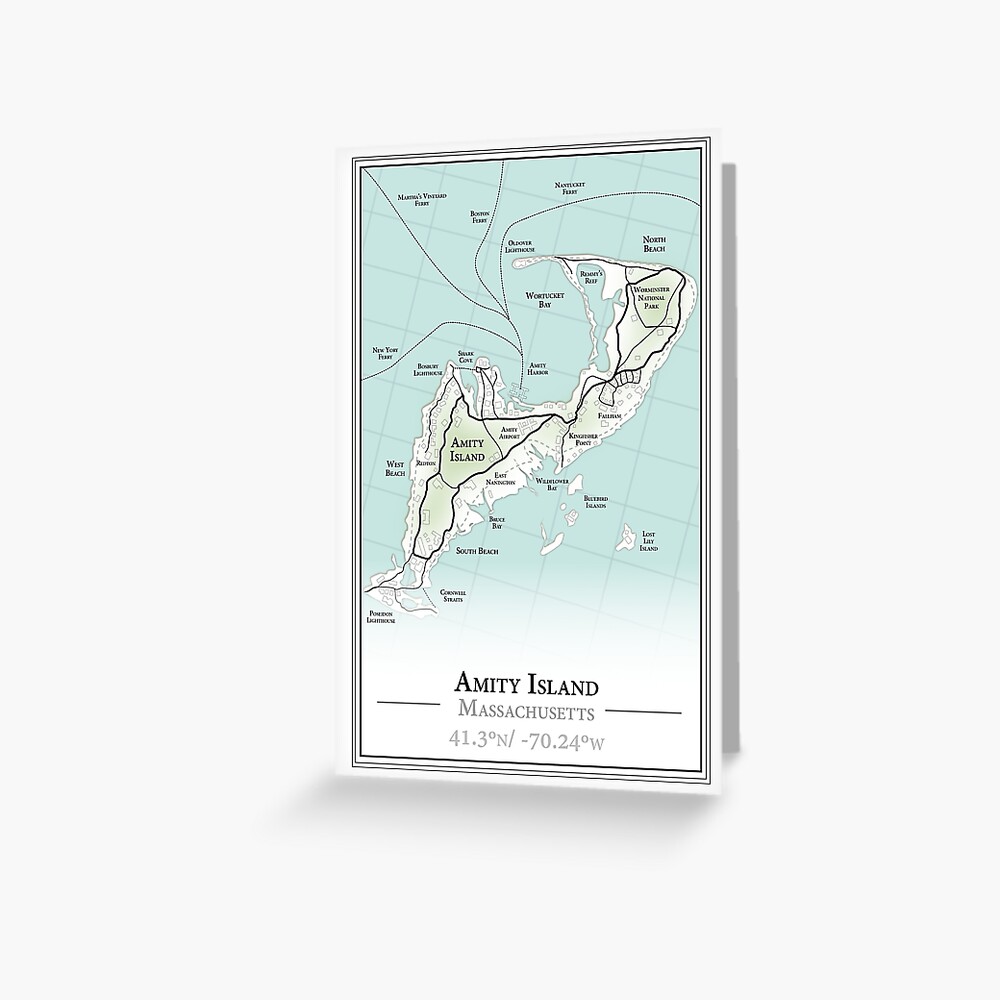 "Map of Amity Island Massachusetts" Poster for Sale by cozymaps | Redbubble