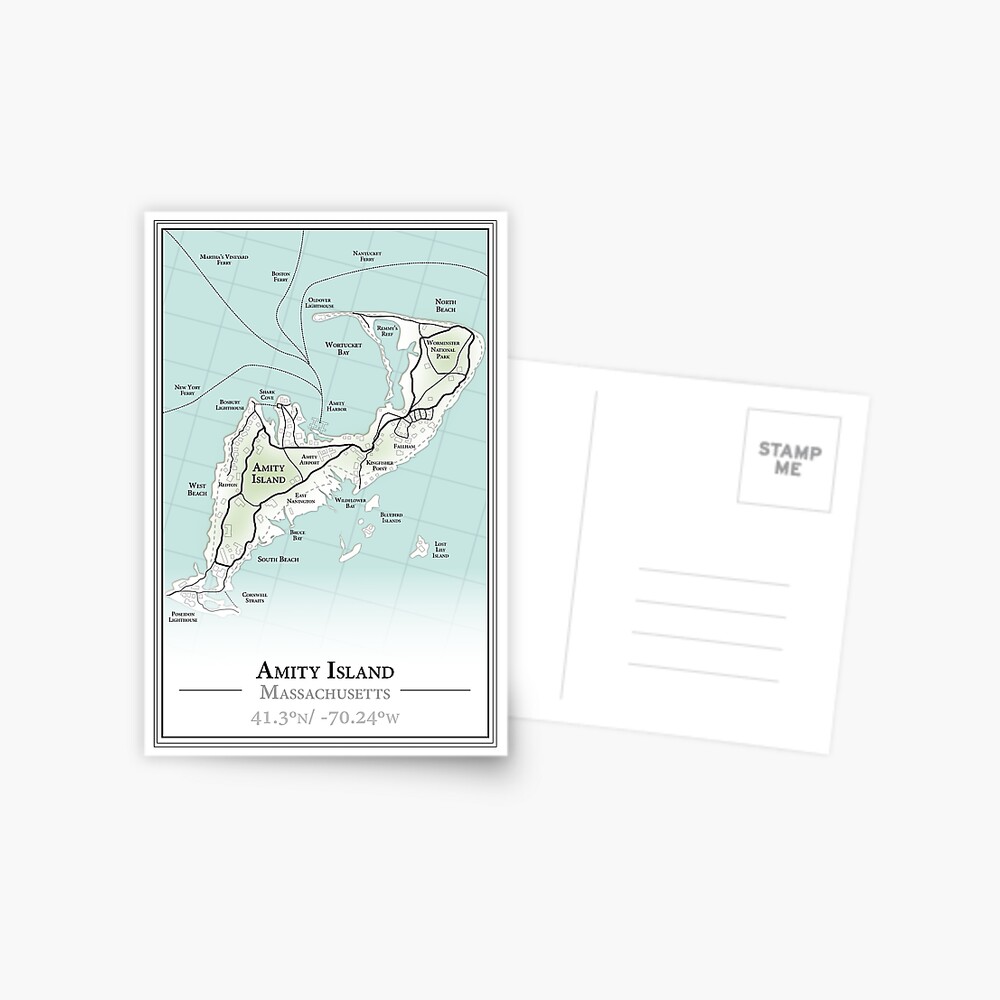 "Map of Amity Island Massachusetts" Poster for Sale by cozymaps | Redbubble