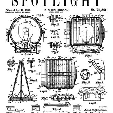 "Spotlight Movie Film Theatre Lighting Gaffer Vintage Patent" Sticker ...
