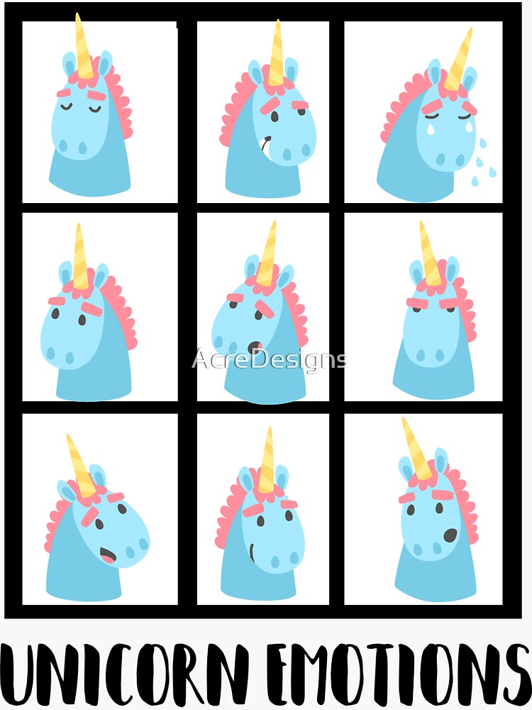 "UNICORN EMOTIONS" Sticker by AcreDesigns | Redbubble