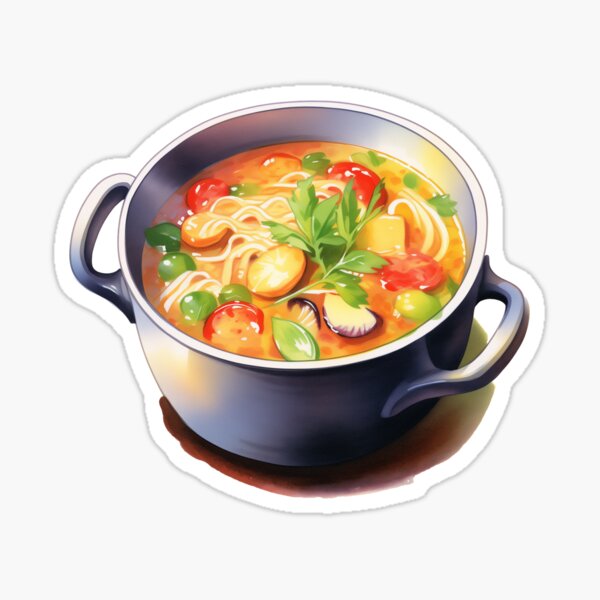 "Vibrant Vegetable Noodle Soup" Sticker for Sale by New-School-Wave ...