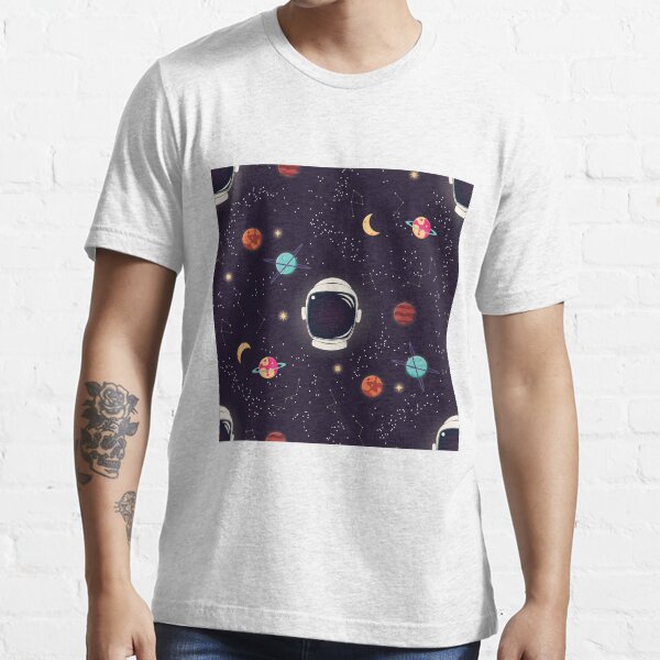 "Universe with planets, stars and astronaut helmet seamless pattern ...