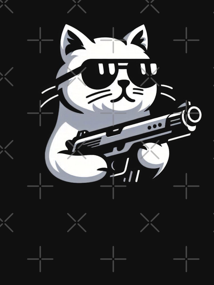 "Cat Gun Funny Cat" Essential T-Shirt for Sale by VerveVerseBoo | Redbubble