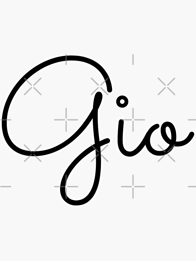 "Writing Gio Name Label (Black)" Sticker for Sale by NormadWorld ...