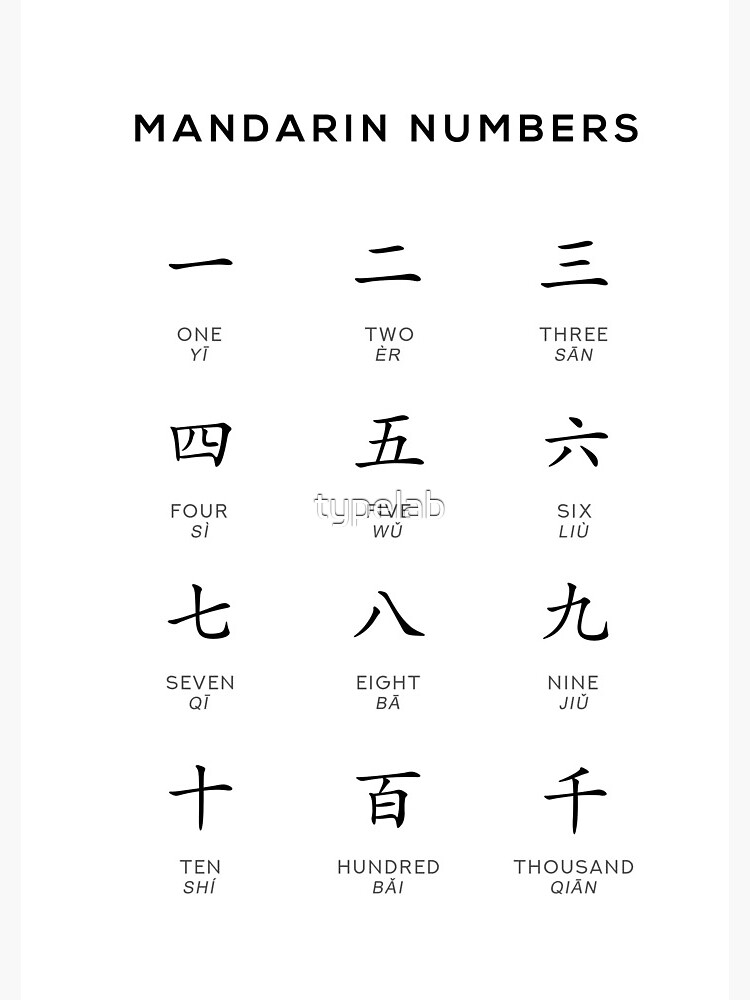 "Mandarin Number Chart | Chinese Language Learning - White" Journal for ...