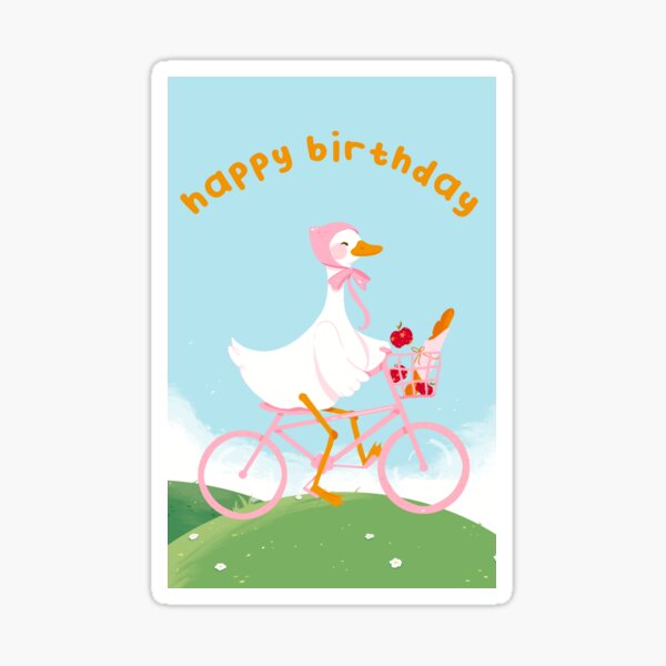 "Goose Happy Birthday Card " Sticker for Sale by KittyStrand | Redbubble