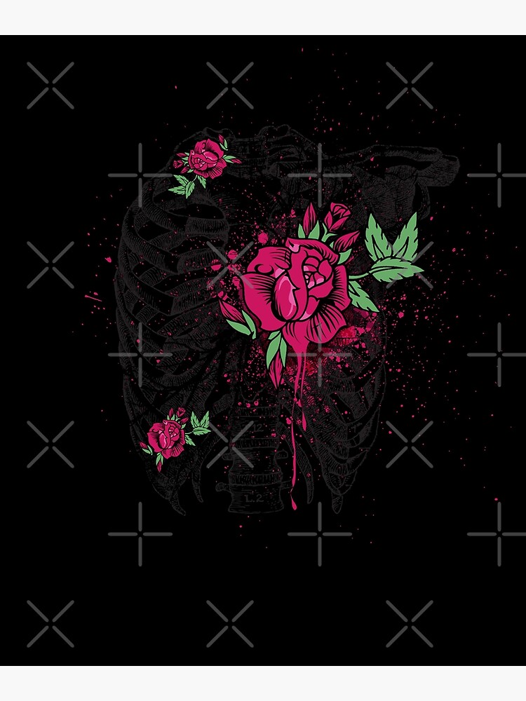 "Gothic Roses Rib Cage" Poster for Sale by PrintPress | Redbubble