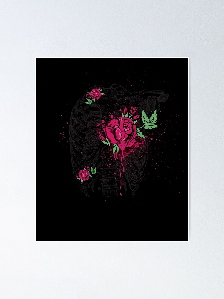 "Gothic Roses Rib Cage" Poster for Sale by PrintPress | Redbubble