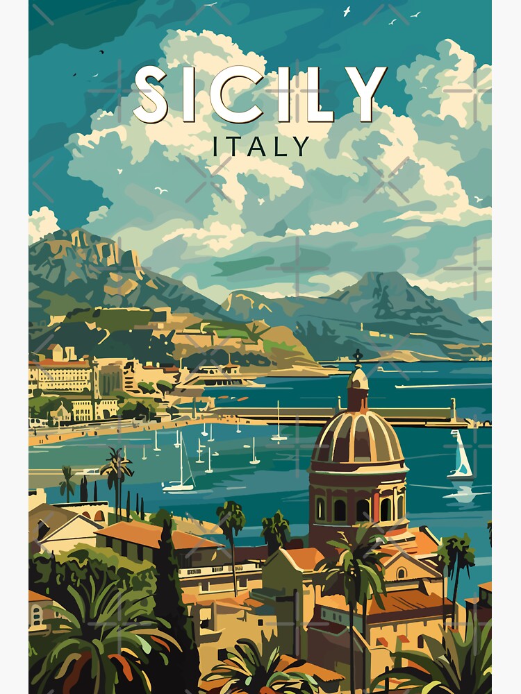 "Sicily Italy Travel Art Vintage" Sticker for Sale by KrisSidDesigns ...