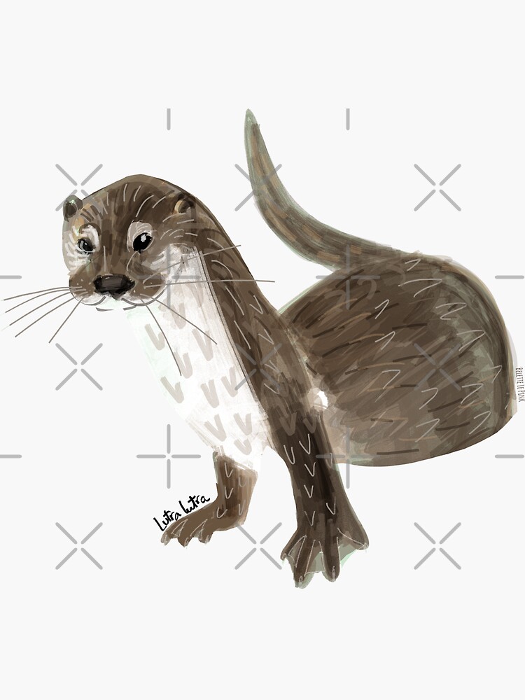 Pegatina «Nutria feliz (Lutra lutra)» de belettelepink | Redbubble