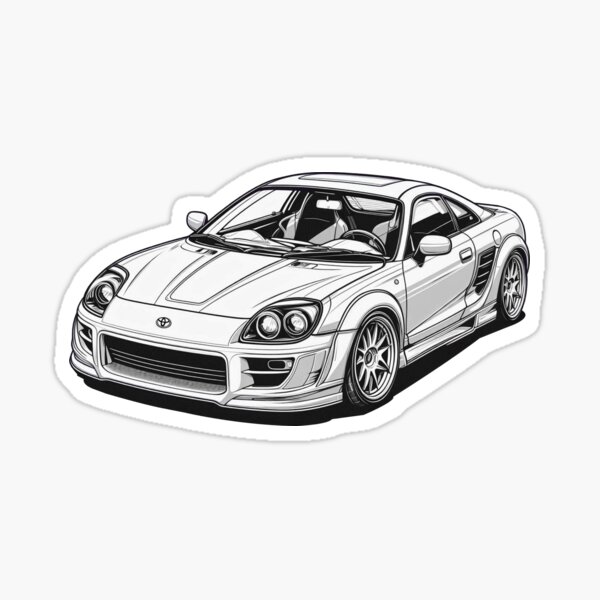 "Toyota MR2 Wingless Line Drawing" Sticker for Sale by Slammed Sketches ...