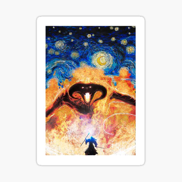 "Balrog Starry Night, Tolkien" Sticker for Sale by VonaDigital | Redbubble