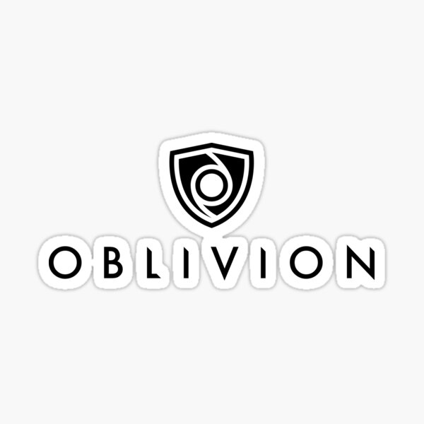 "Oblivion PvM - Black Crest with Black Lettering Underneath" Sticker by ...