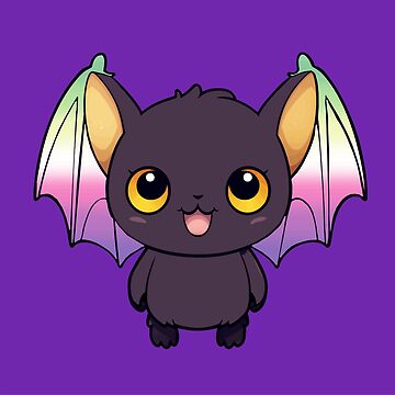 "Kawaii Bat with Genderfae Pride Flag Colored Wings, Cute Genderdoe ...