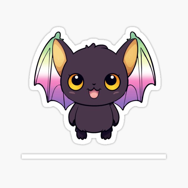 "Kawaii Bat with Genderfae Pride Flag Colored Wings, Cute Genderdoe ...