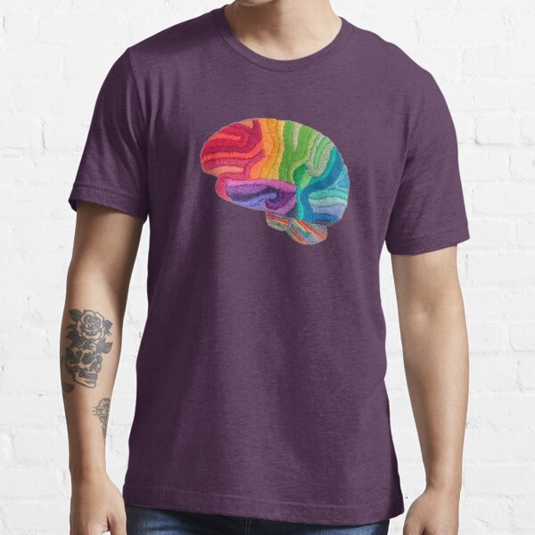 "Embroidered Look - Rainbow Brain " T-shirt for Sale by Laurabund ...