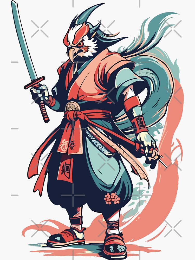 "Tengu Warrior with a Sword " Sticker for Sale by shuttermarket | Redbubble