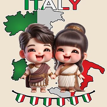 "Cute Italian Chibi boy and Girl Wearing an ancient Roman Clothes ...