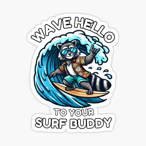 "Surfing Raccoon" Sticker for Sale by Abdu Innovations | Redbubble