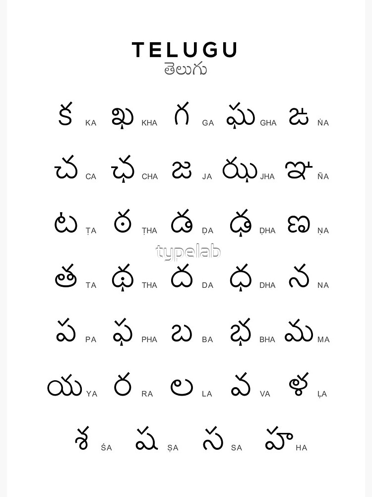 "Telugu Alphabet Language Learning Chart, White" Art Board Print for ...