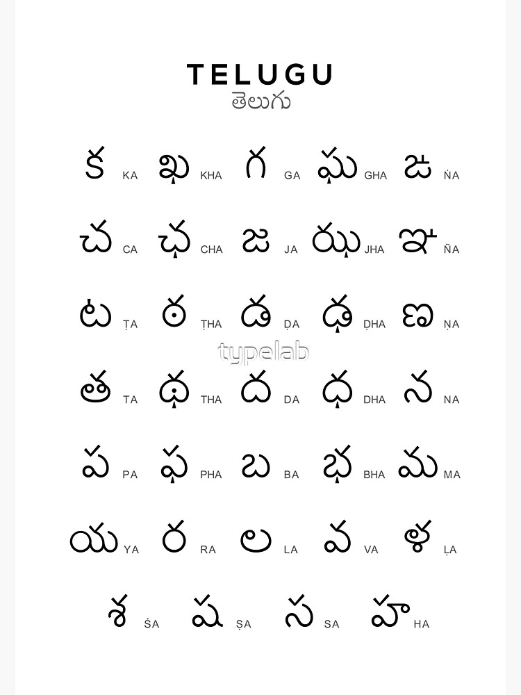 "Telugu Alphabet Language Learning Chart, White" Sticker for Sale by ...