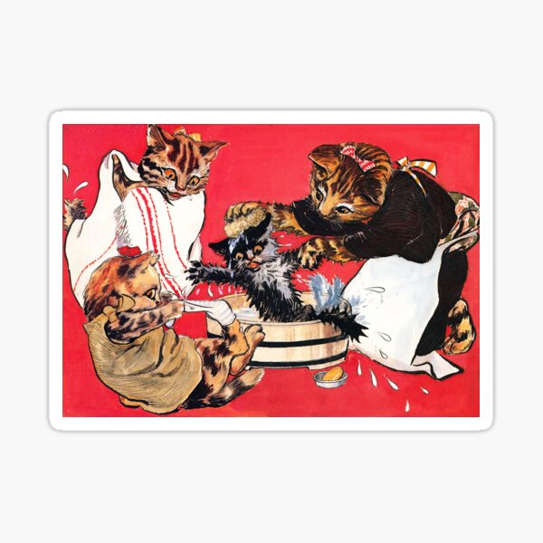 "Cat bathing by Rakuten Kitazawa " Sticker for Sale by tjj68 | Redbubble