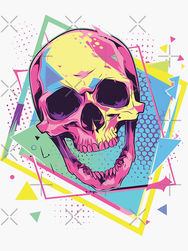 "Retro Neon Skull" Sticker for Sale by Zesty-Zone | Redbubble