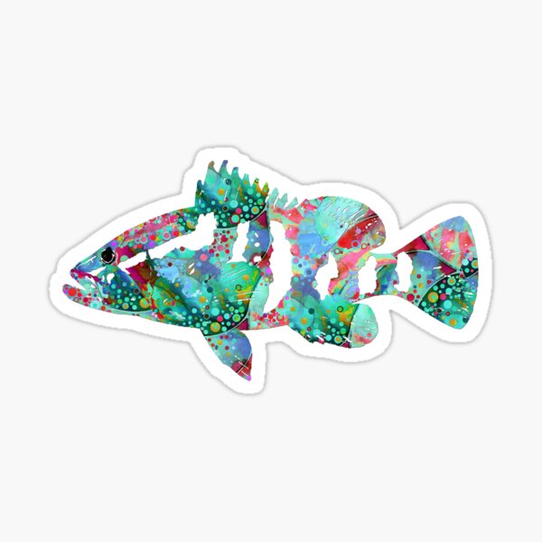 "Pure Enchantment Grouper Fish Beachy Beach Art" Sticker for Sale by ...