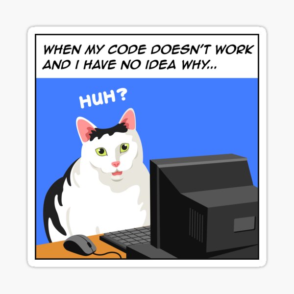 "When my code doesn't work and I have no idea why" Sticker for Sale by Nucleic Noodles | Redbubble