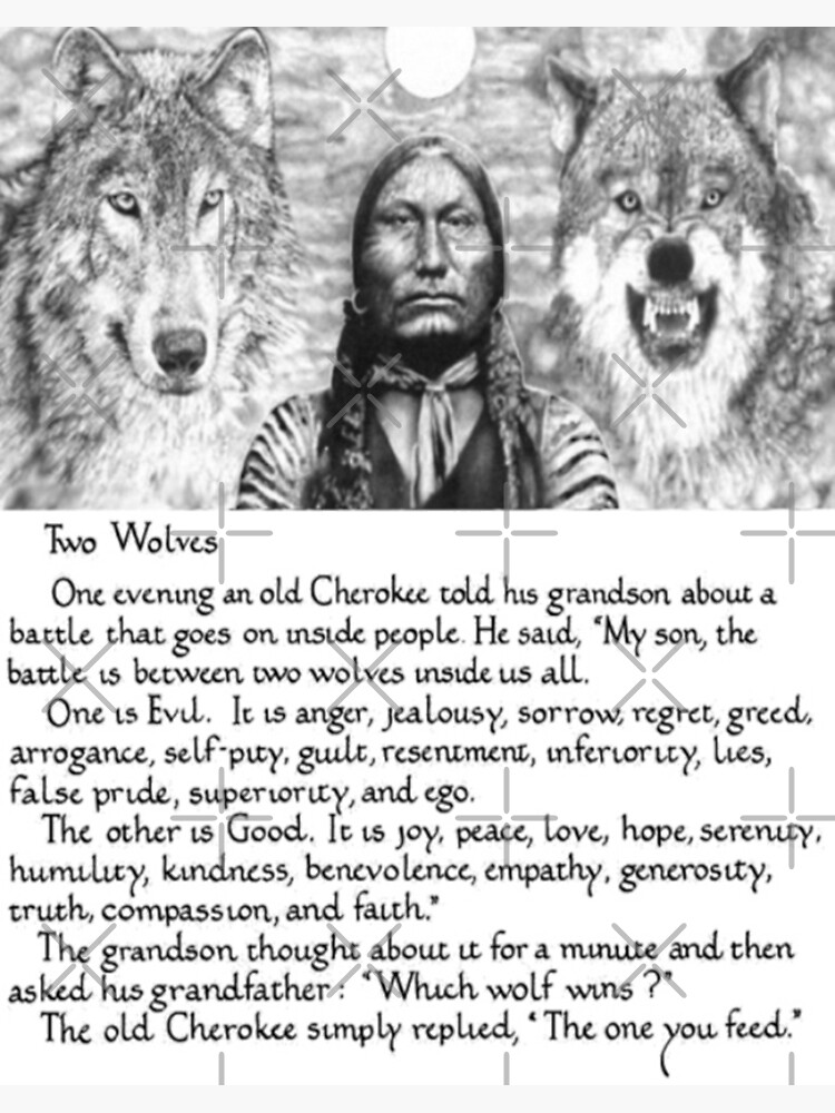 "Wise Cherokee saying/ story about 2 wolves" Art Board Print for Sale ...