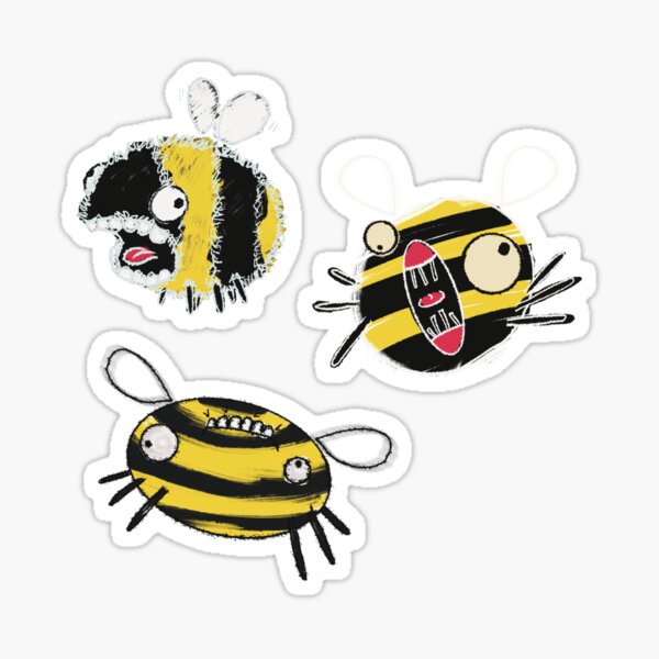 "Chaotic Bumblebees" Sticker for Sale by RaechiePee | Redbubble