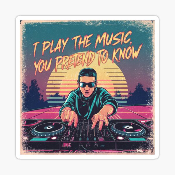 "Retro Beats: A DJ’s Sunset Session" Sticker for Sale by DJ-Portable ...