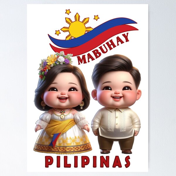 "Mabuhay Philippines, Cute Boy and Girl wearing Philippines Cultural ...