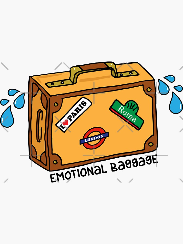"Emotional Baggage Funny Crying Suitcase" Sticker for Sale by ...